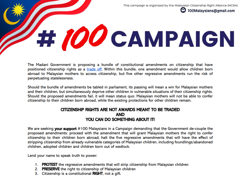 The #100 Campaign, Citizenship Amendment - Wiki Impact