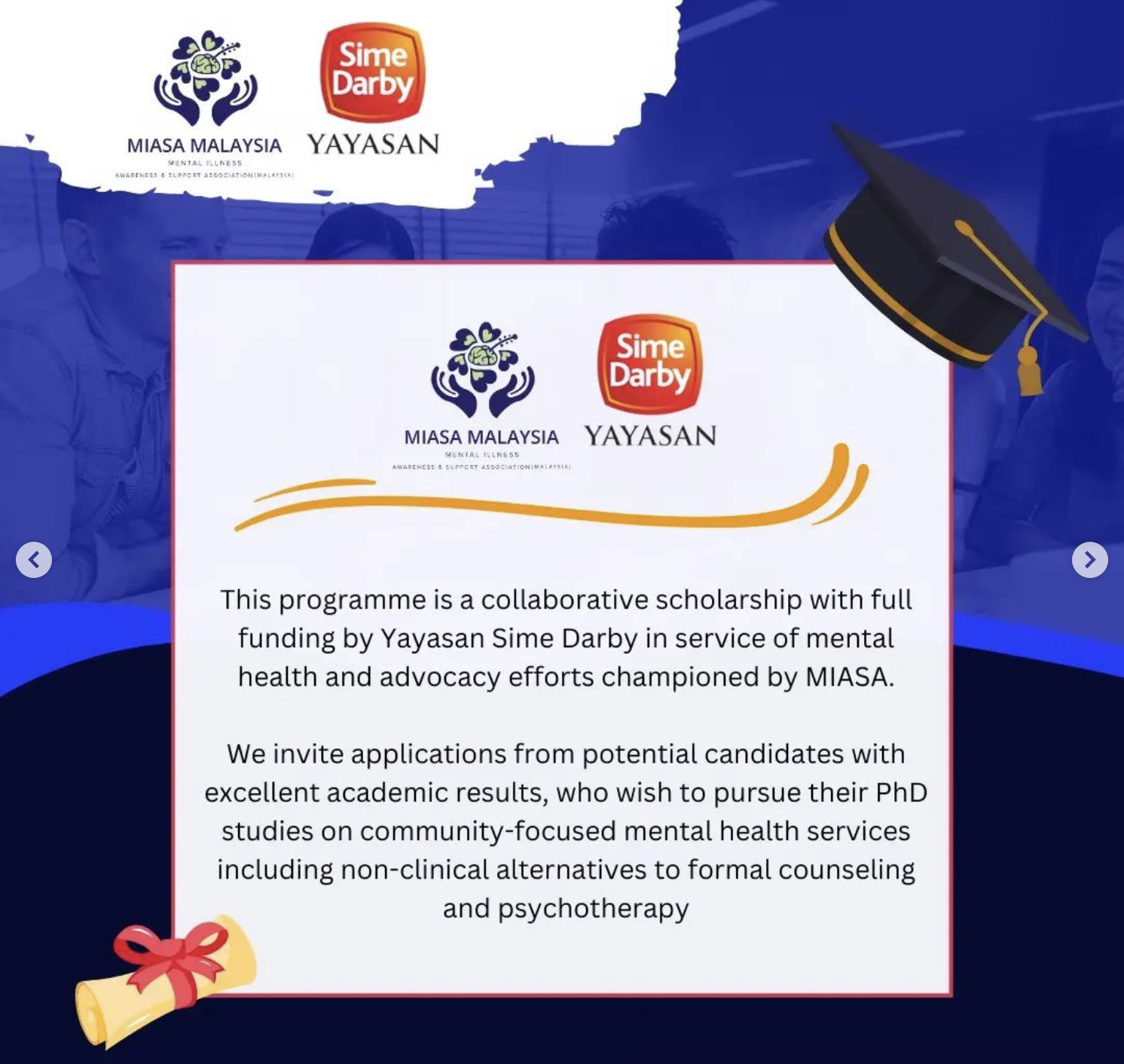 Mental Health Scholarship By MIASA Malaysia And Yayasan Sime Darby ...