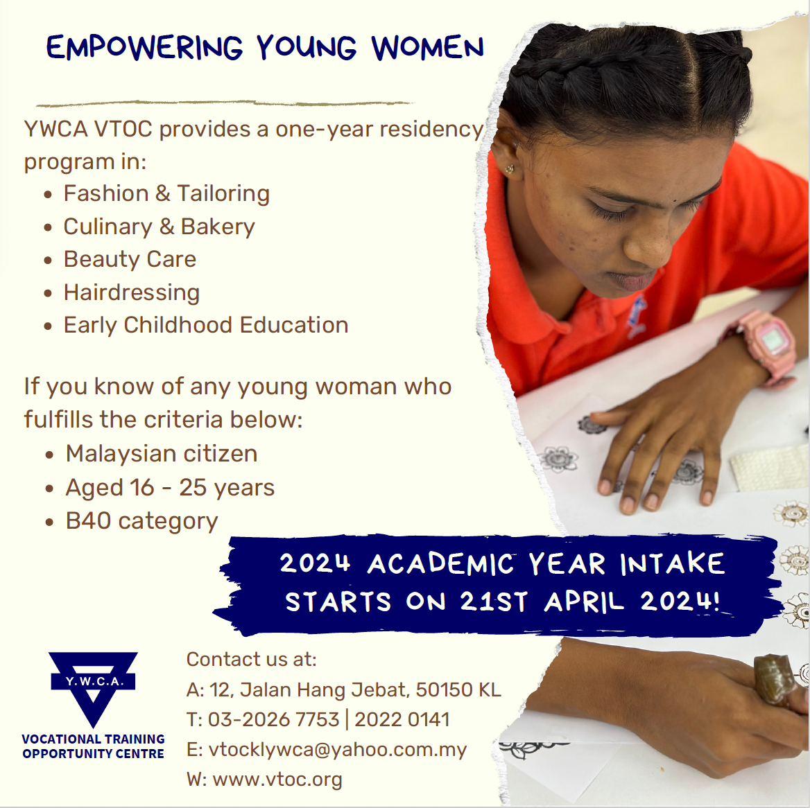 Intake For Vocational Training Opportunity Centre (VTOC) Now Open ...